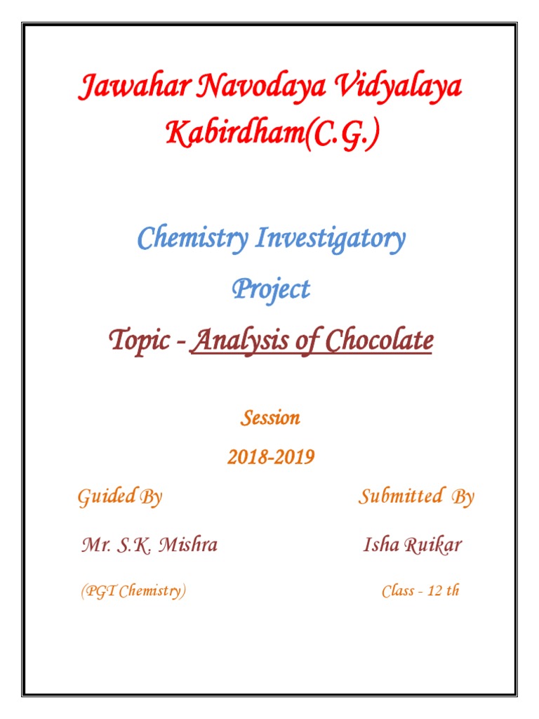 Analysis of Chocolate Chemistry Project | PDF