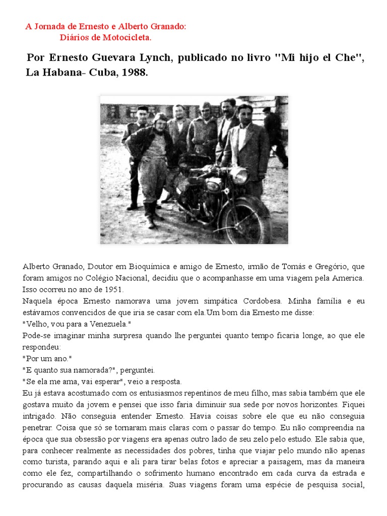 A Jornada de Ernesto e Alberto Granado - Diários de Motocicleta ...