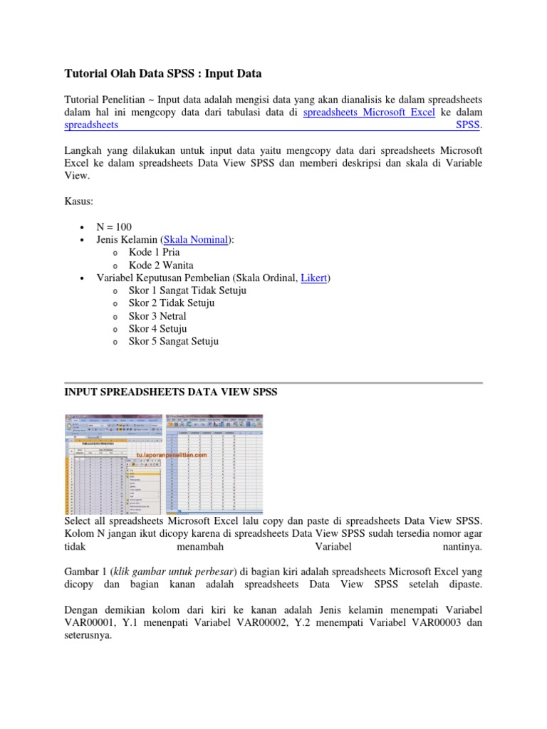 Tutorial Olah Data SPSS-Input Data | PDF