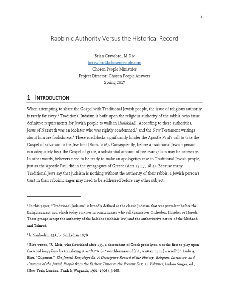 Rabbinic Authority Versus The Historical PDF | PDF | Pharisees | Oral Torah