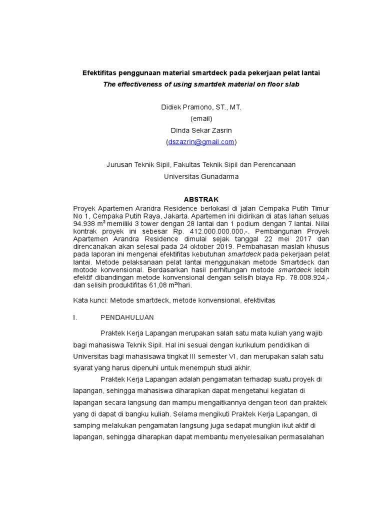 Efektivitas Smartdeck pada Pelat Lantai | PDF | Teknologi & Rekayasa