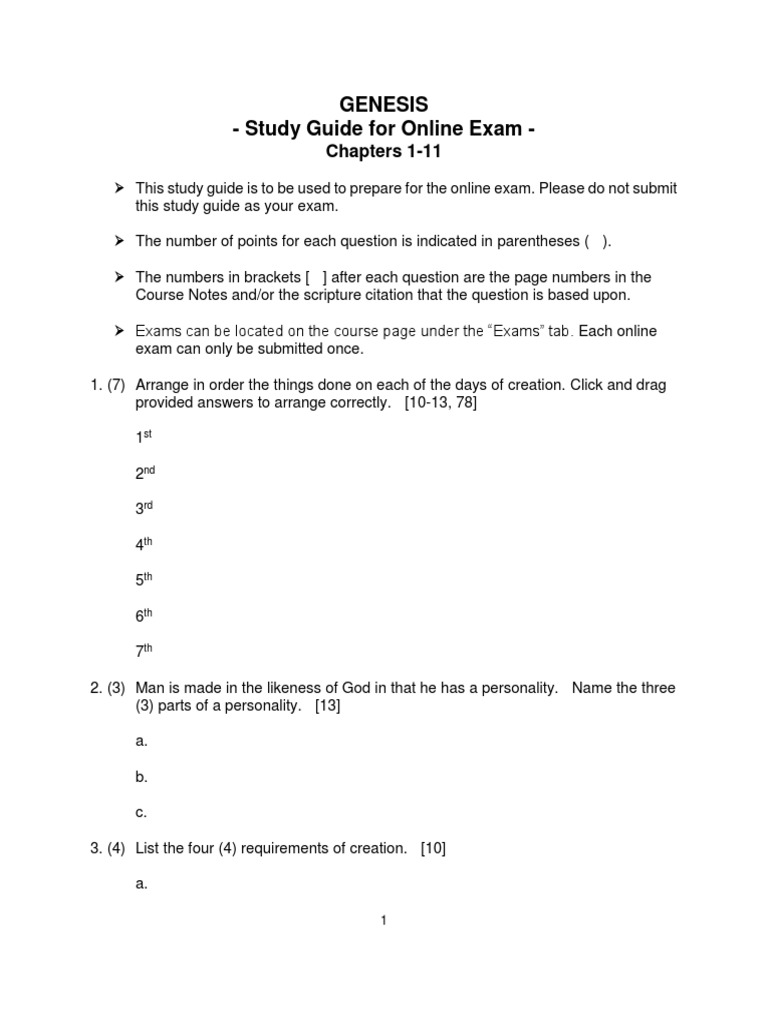 10 1200 Genesis Exam 1 Study Guide | PDF | Genesis Flood Narrative ...
