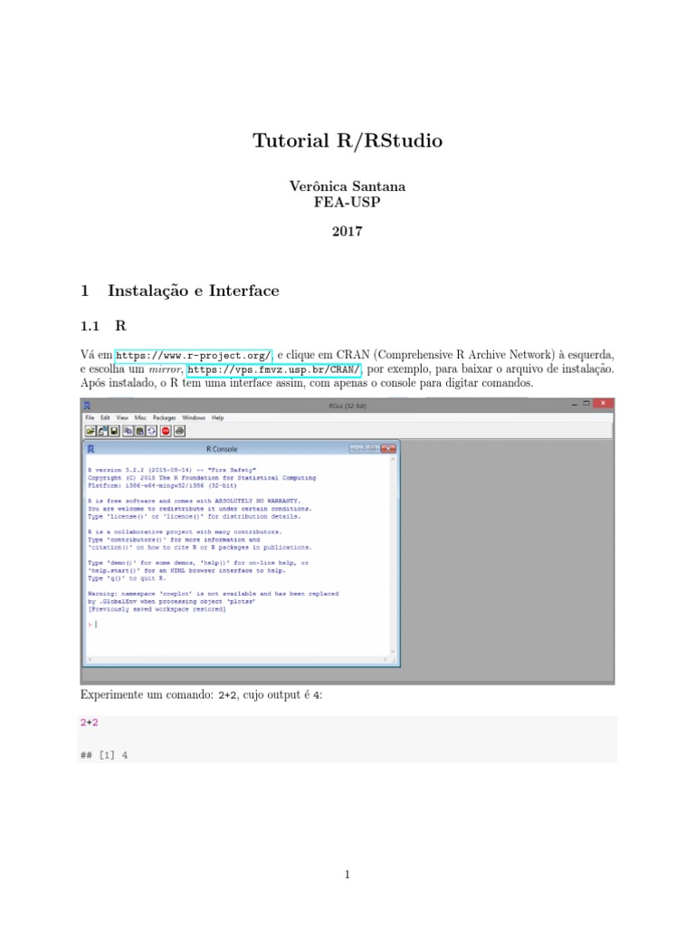 Tutorial RStudio | PDF | Linguagem de script | Interfaces gráficas do usuário