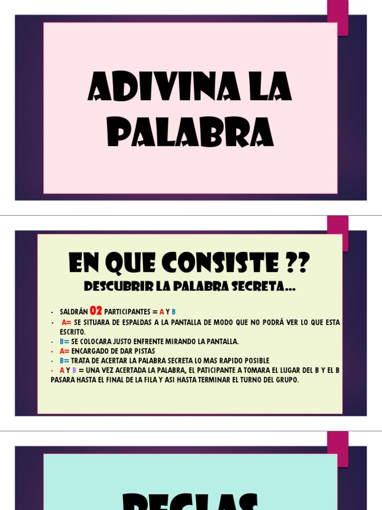Juego Adivina La Palabra | PDF