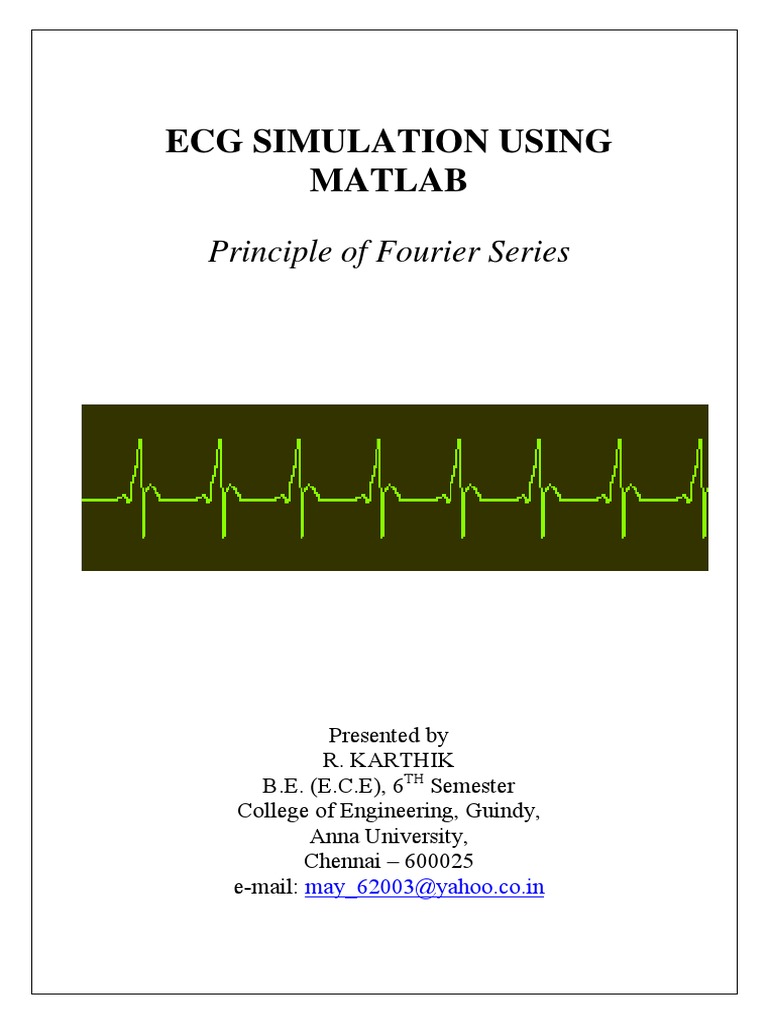 Ecg Simulation Using Matlab: Principle of Fourier Series | PDF ...