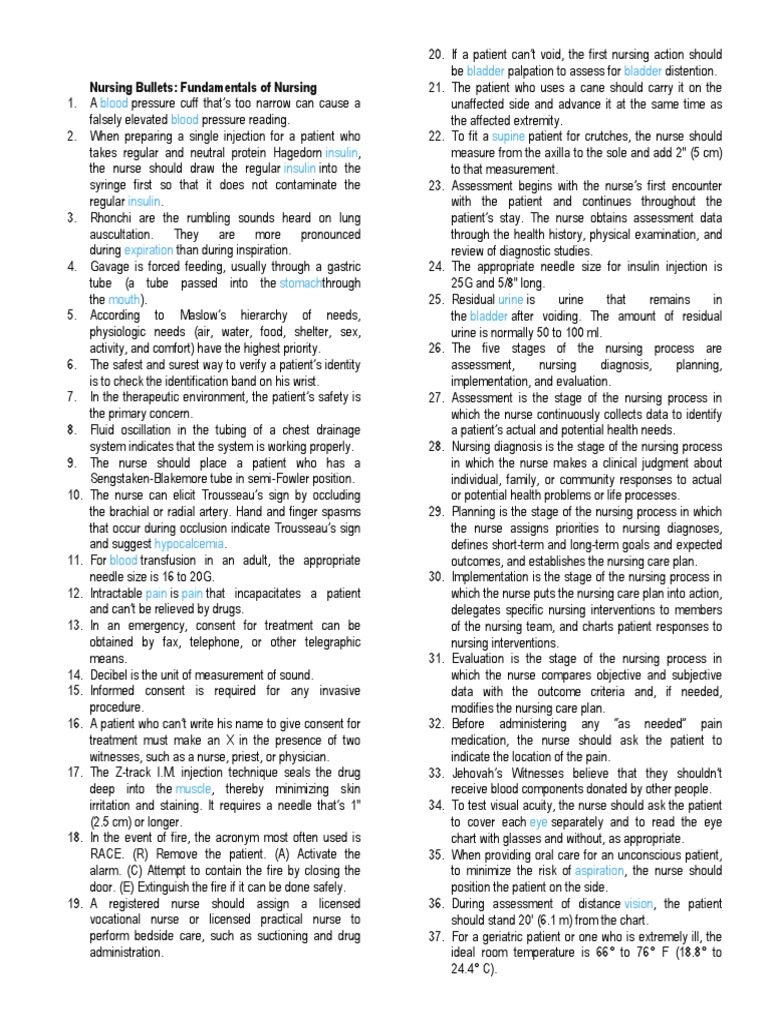 Nursing BULLETS | PDF | Substance Abuse | Injection (Medicine)