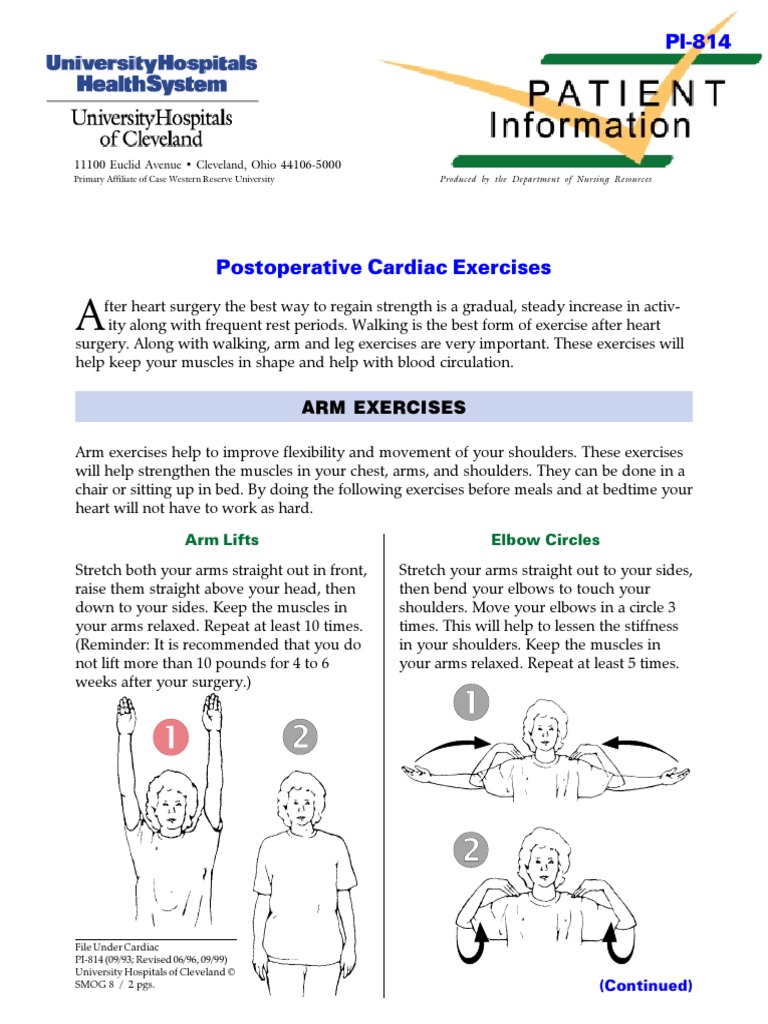 Postoperative Cardiac Exercises | PDF | Heart | Elbow