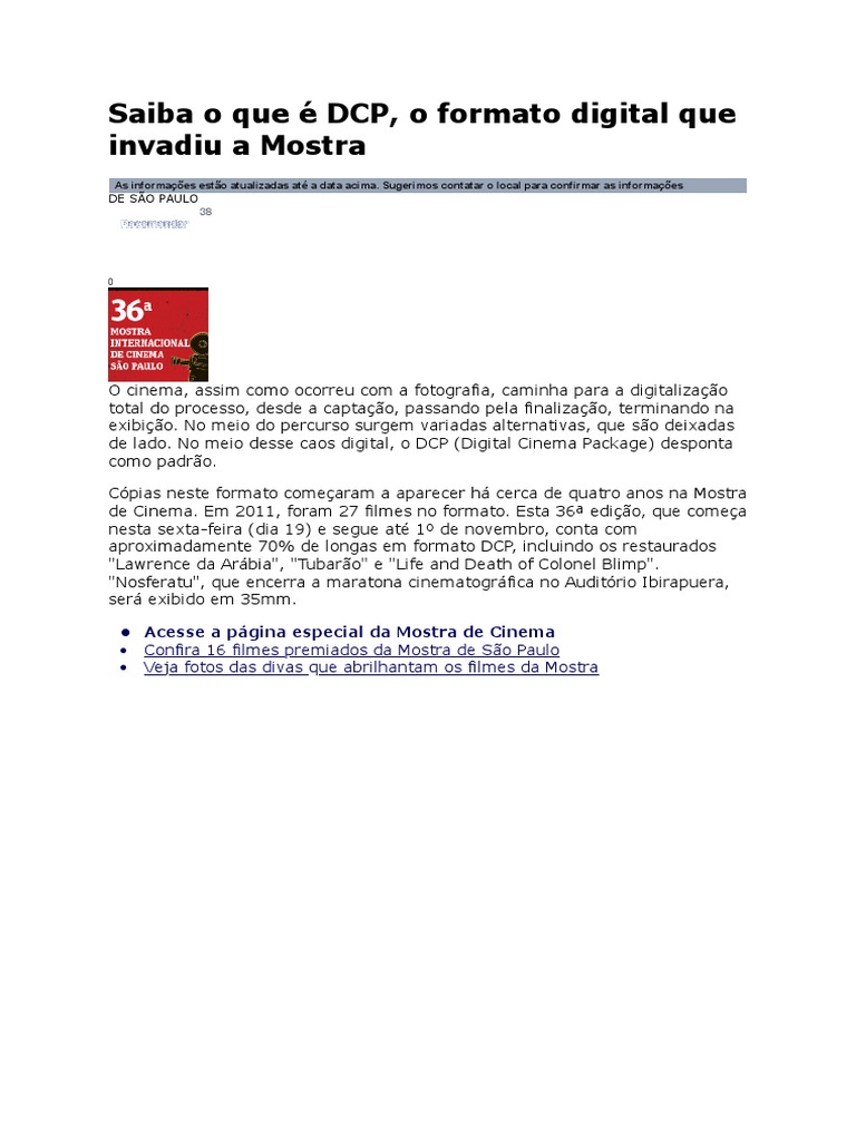 O Que É DCP | PDF | Brasil | Vídeo