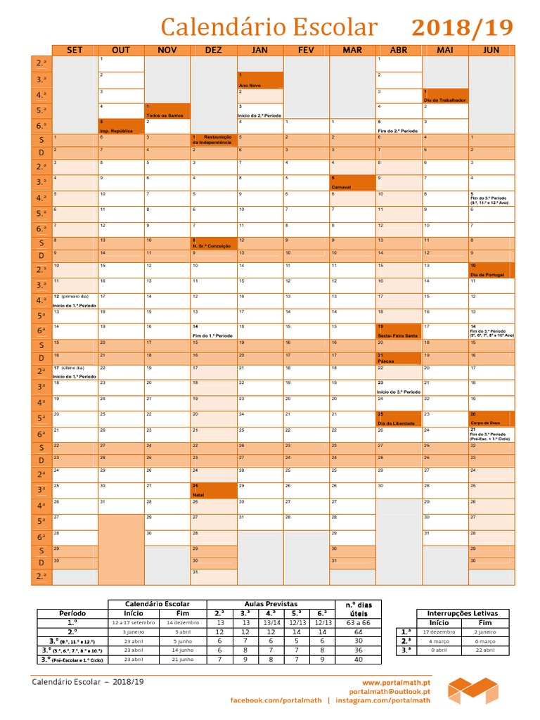 Calendario Escolar 2018 19 Mapa Pdf Pdf Esportes