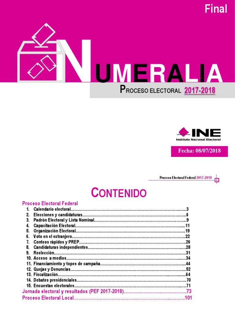 Numeralia Proceso Electoral 2017-2018 | Descargar gratis PDF | Político ... Numeralia Proceso Electoral 2017-2018 | Descargar gratis PDF | Político ...