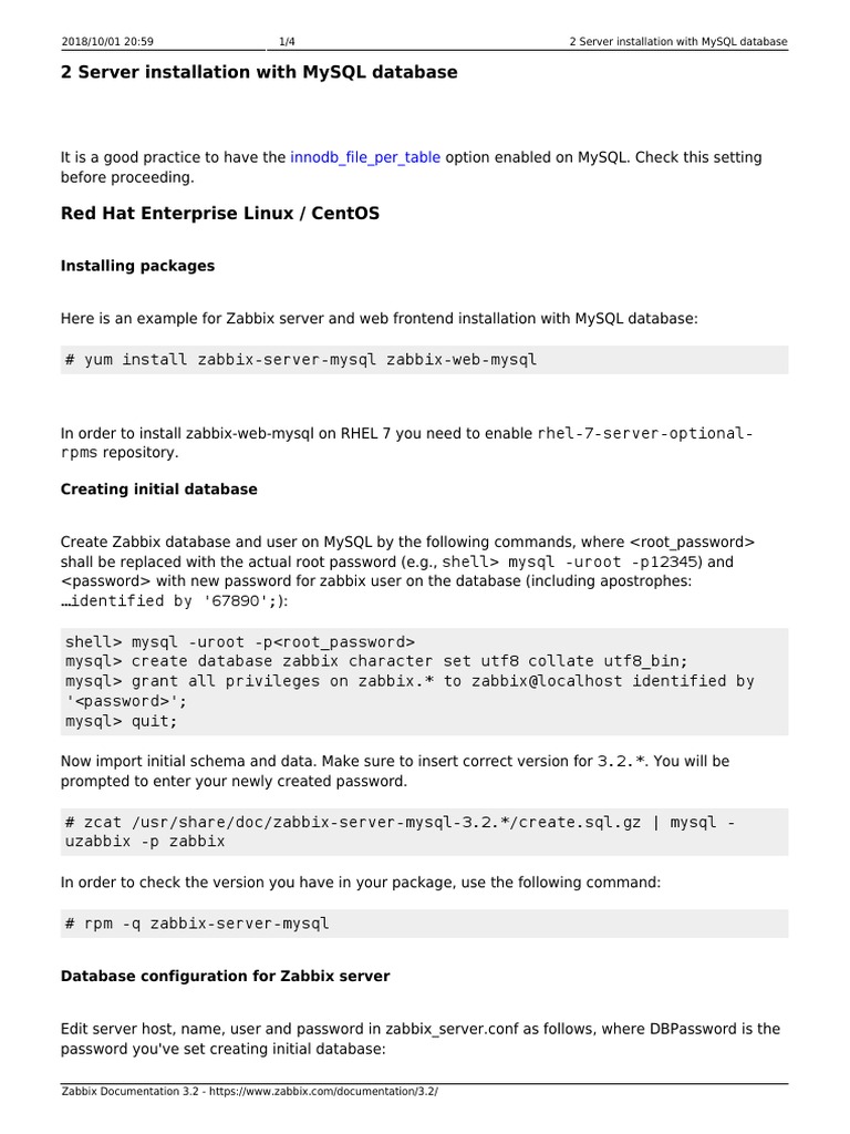 Zabbix - Server Installation With MySQL Database | PDF | My Sql ...