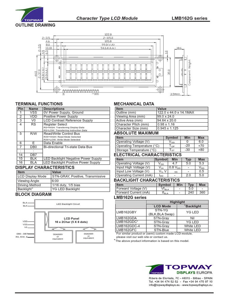 Topway Displays LMB162G Series | PDF