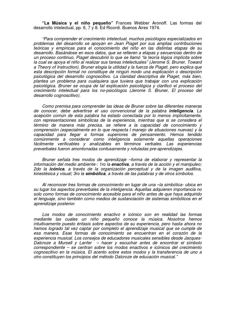 La Música y El Niño Pequeño Las Formas Del Desarrollo Intelectual ...