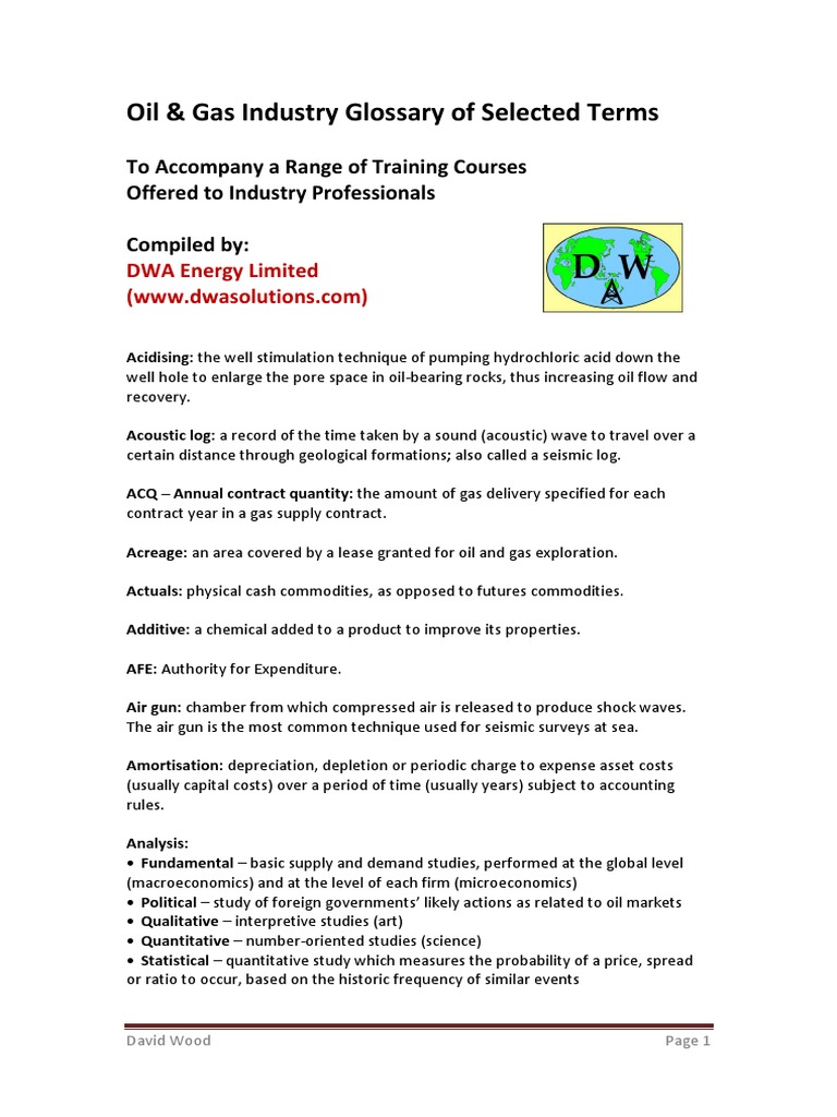 Oil & Gas Industry Glossary: A Concise Guide to Key Terms for Industry ...