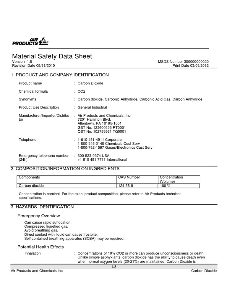 Material Safety Data Sheet: 1. Product and Company Identification | PDF ...