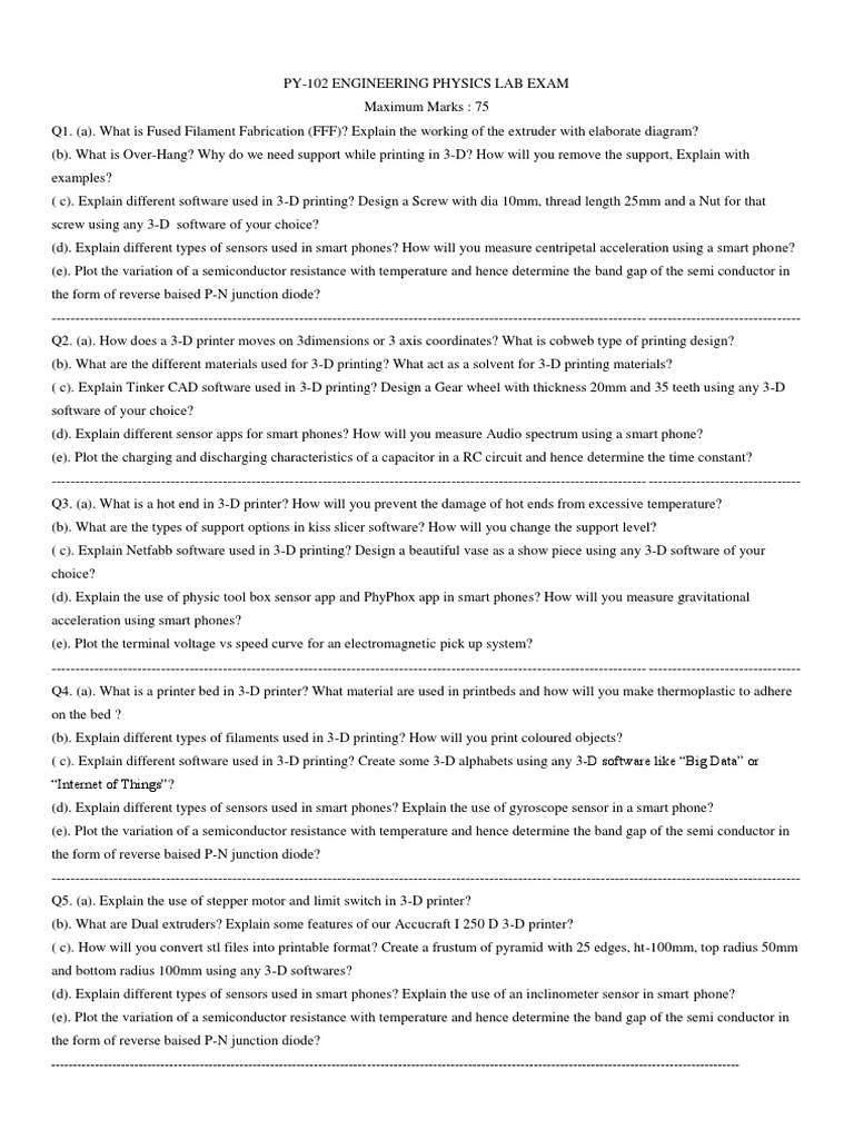 Physics Lab Practical Exam - 2018 | PDF | P–N Junction | 3 D Printing