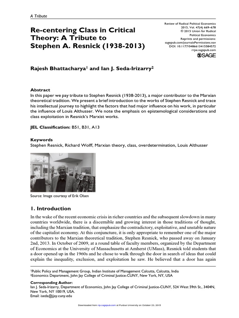 Bhattacharya, Rajesh & Seda-Irizarry, Ian (2015) - Re-Centering Class ...