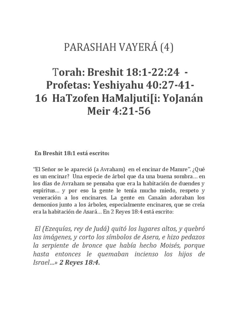 Parasha Vayera | PDF | Canaán | Demonios