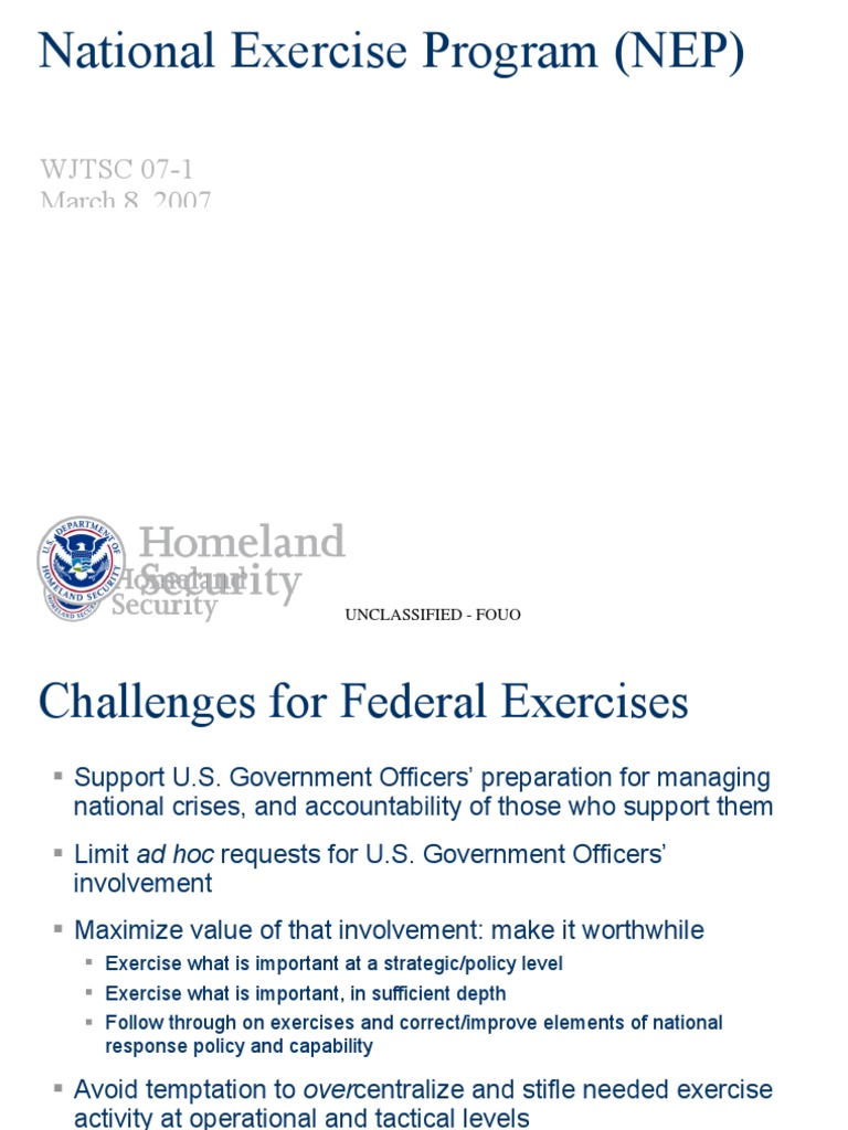 National Level Exercise Schedule | PDF | United States Department Of ...