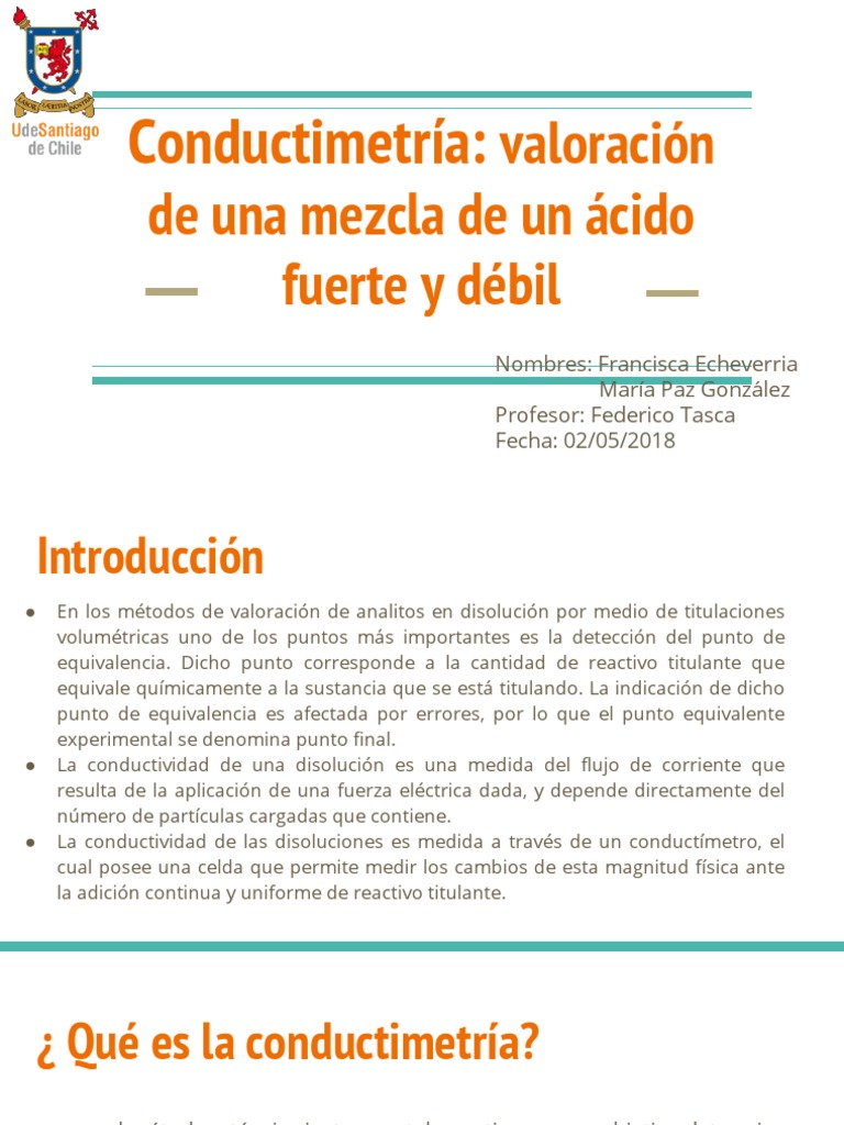 Conductimetría: Determinación del punto final en la valoración de una ...