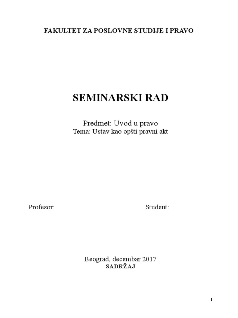 Ustav Kao Opsti Pravni Akt | PDF