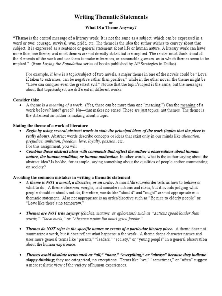 Identifying Themes | PDF | Idea | Reality