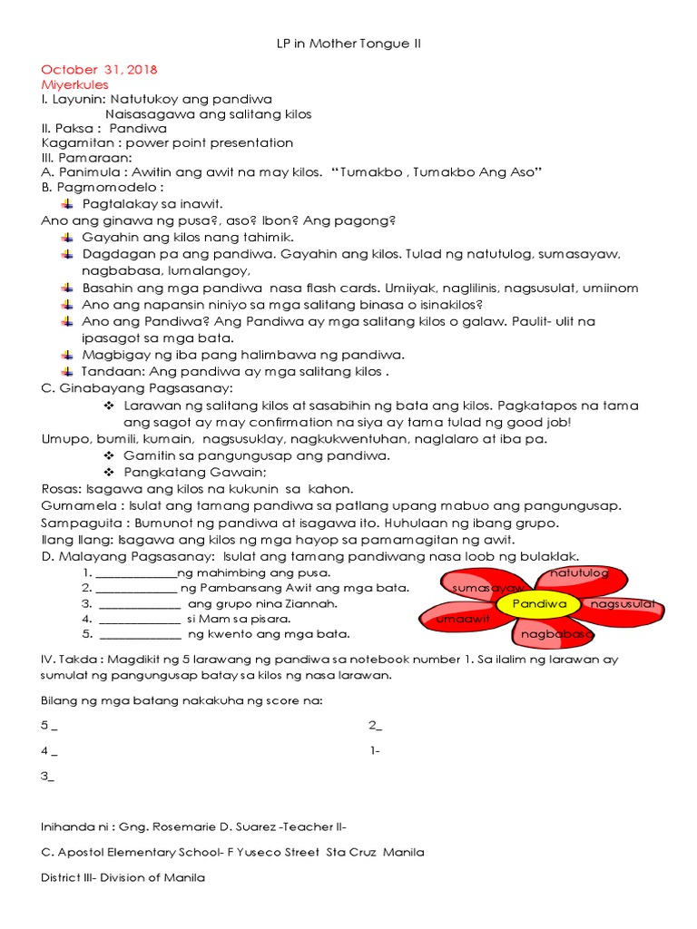 Lesson Plan in MTB 2 - 3rd Grading - Pandiwa | PDF