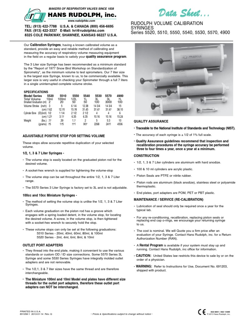 Calibrator Syringe Hansrudolph | PDF | Syringe | Calibration