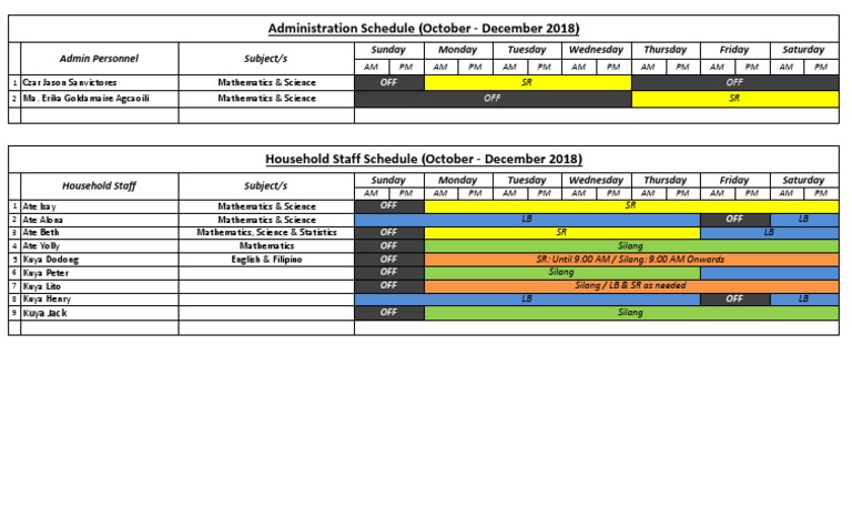 Admin Schedule | PDF