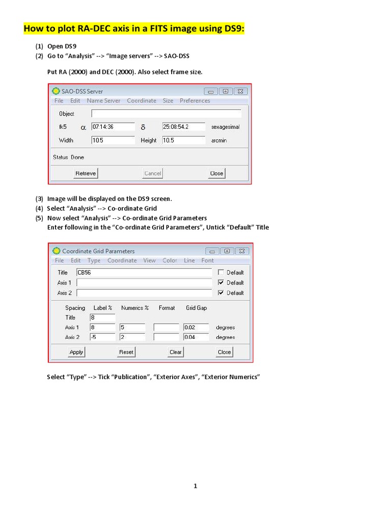 How To Plot RA-DeC Axis in A FITS Image | PDF