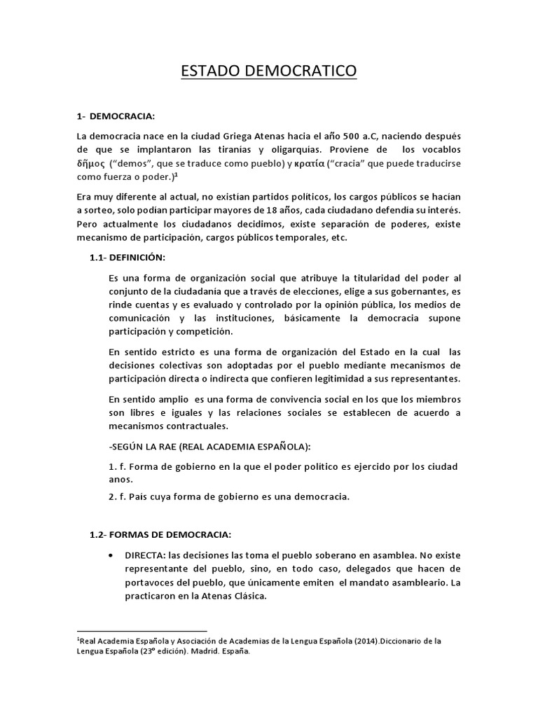 Estado Democratico | PDF | Democracia | Ideologías políticas