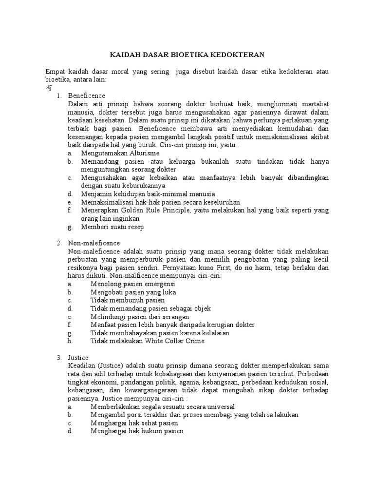 Kaidah Dasar Bioetika Kedokteran | PDF