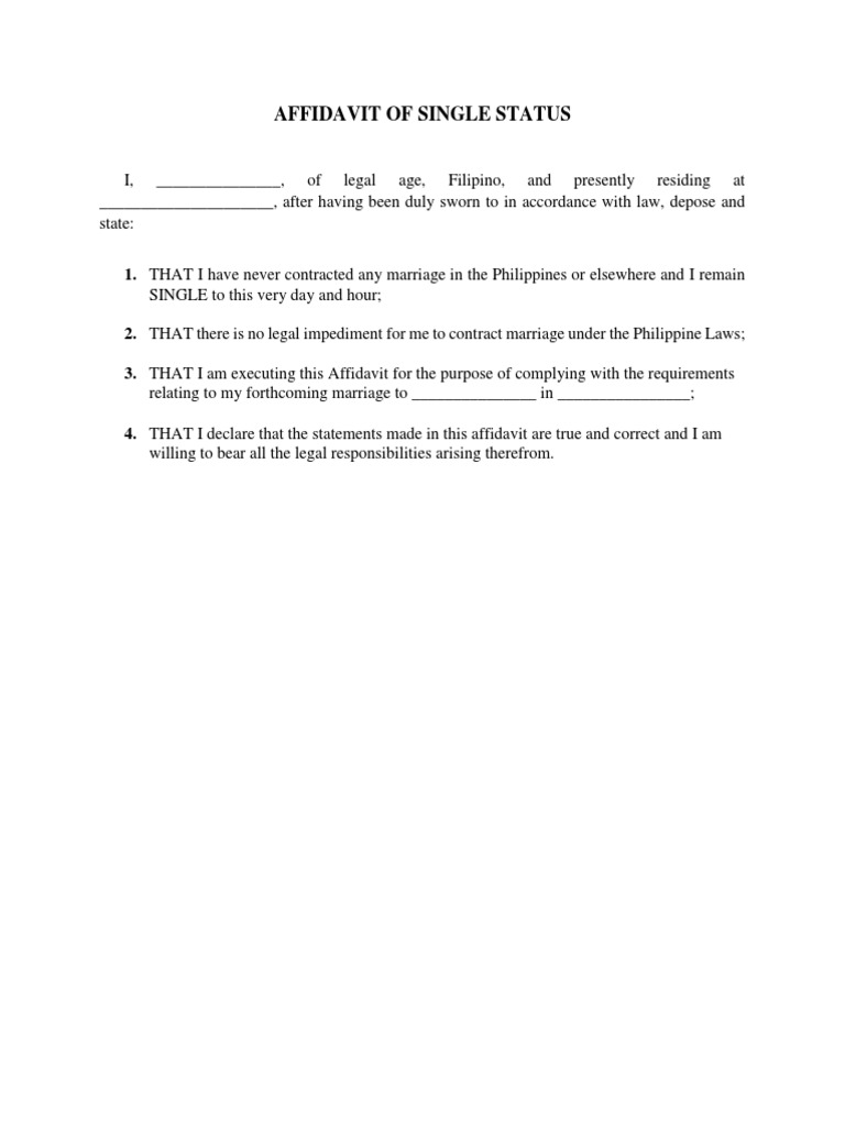 Affidavit of Single Status | PDF