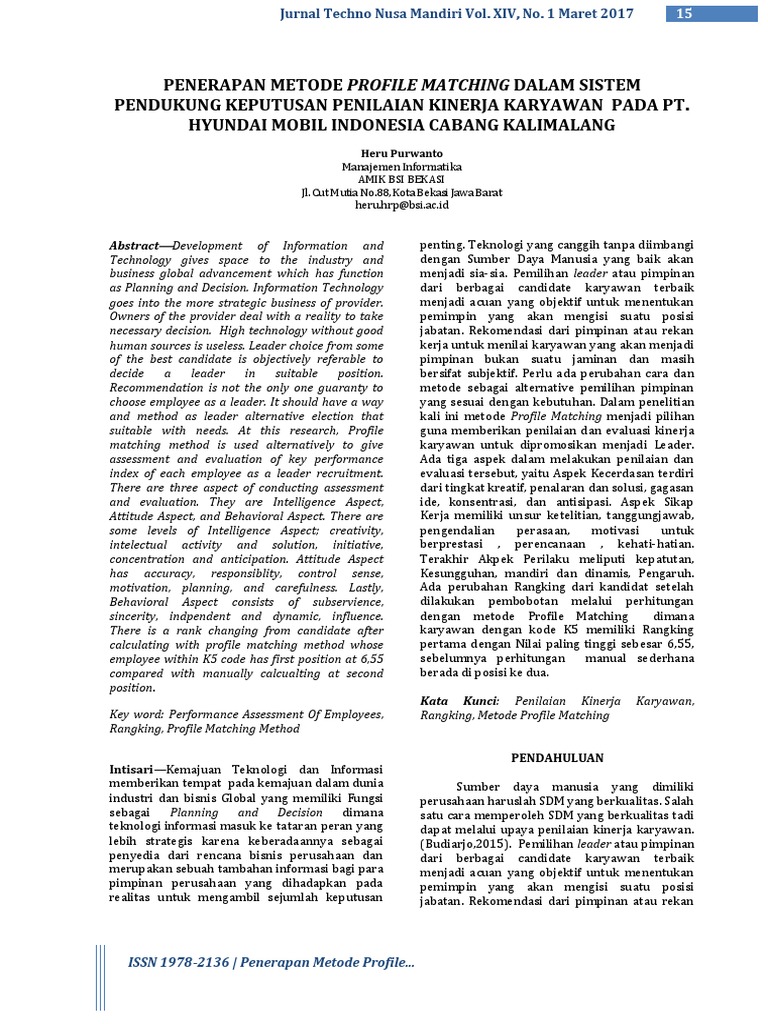 Penerapan Metode Profile Matching Dalam b3b48481 | PDF