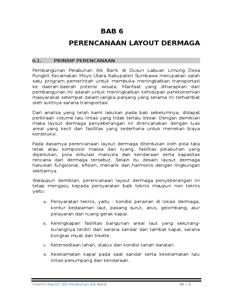 6 Perencanan Layout Pelabuhan Aik Bari | PDF | Bisnis | Sains & Matematika