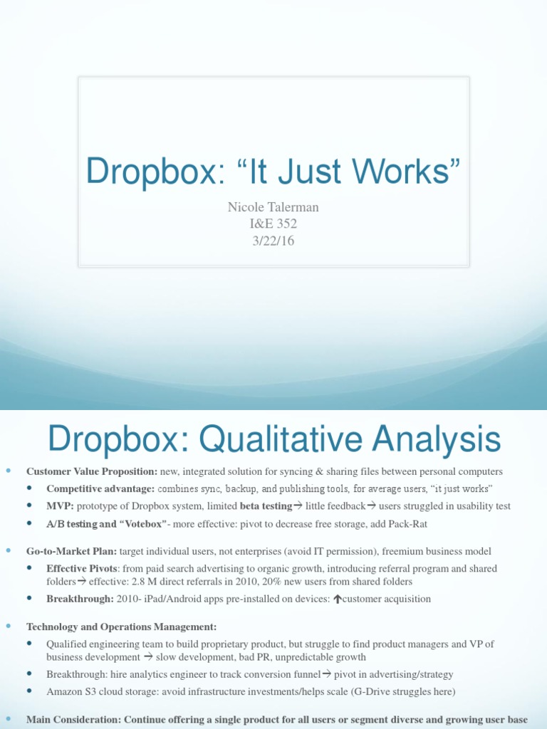 Drop Box Case Slides I and e | PDF | Cloud Computing | Cost