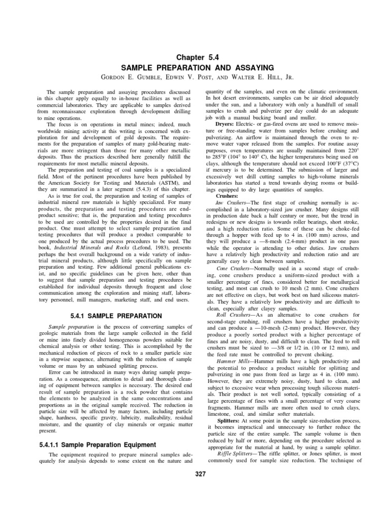 Sample Preparation and Assaying: G E. G, E V. P, W E. H, J | PDF ...