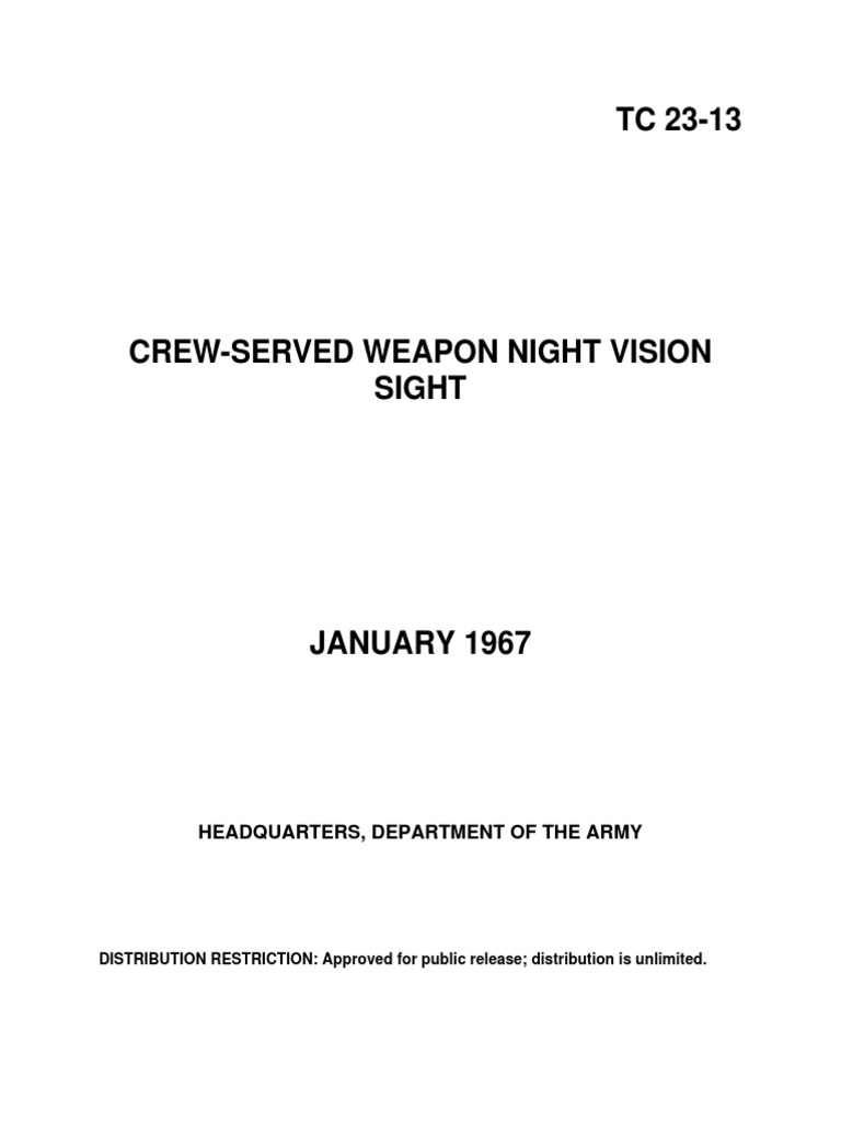 Us Army TC 23-13 Crew-Served Weapon Night Vision Sight PDF | PDF ...