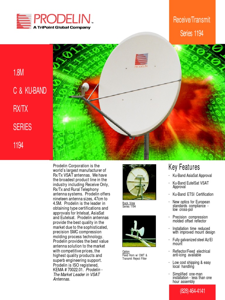 Fixed 1,8 Prodelin Antenna Product Info | PDF | Very Small Aperture ...