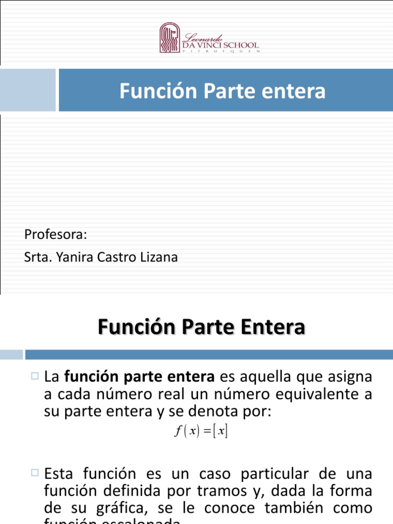 Función Parte Entera: Definición y Gráficas | PDF | Entero | Número Real
