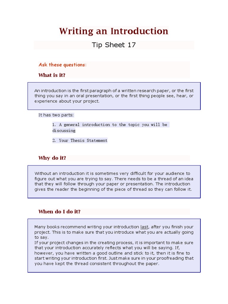 Writing An Introduction | PDF | Question | Hypothesis