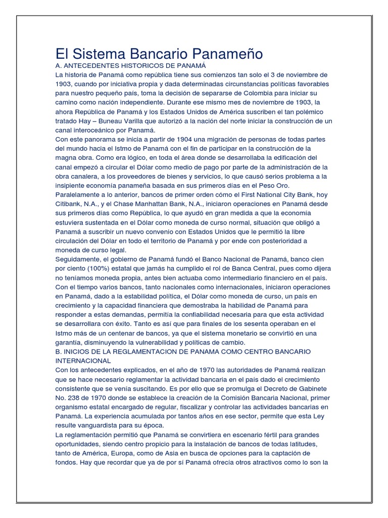 El Sistema Bancario Panameño | PDF | Panamá | Citibank