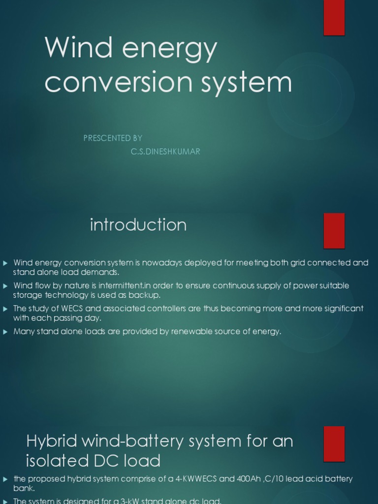 Wind Energy Conversion System | PDF | Wind Power | Battery Charger