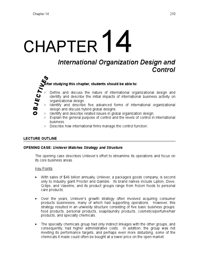 International Organization Design and Control Chapter Summary | PDF ...