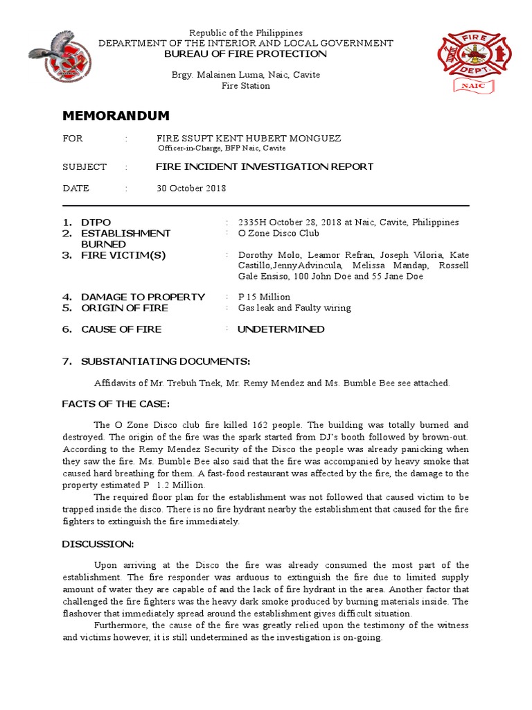 Fire Incident Report Template