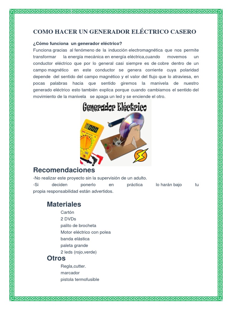Generador Eléctrico Casero: Guía Fácil | PDF