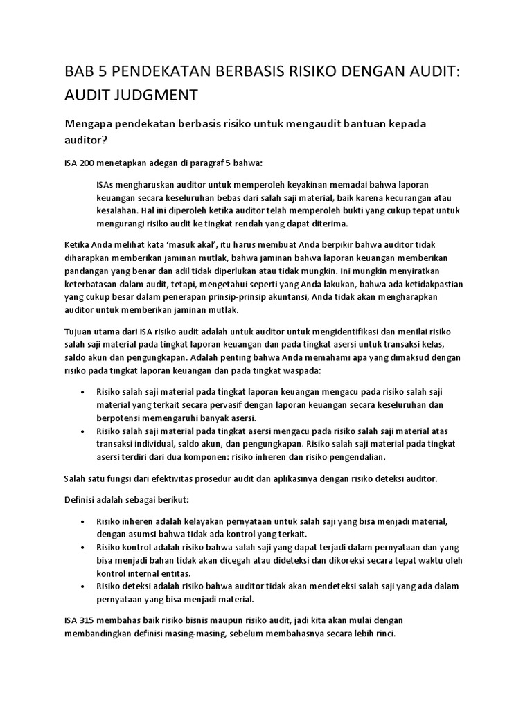 Bab 5 Pendekatan Berbasis Risiko Dengan Audit | PDF