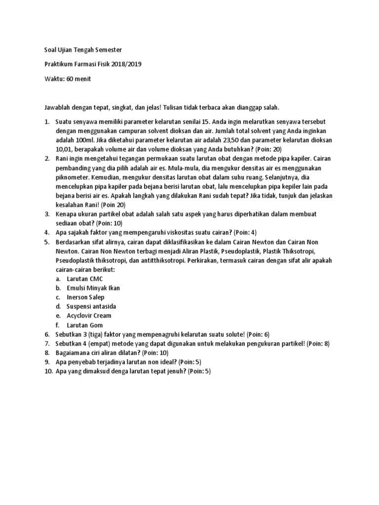 Soal UTS Praktikum Farfis 2018 | PDF