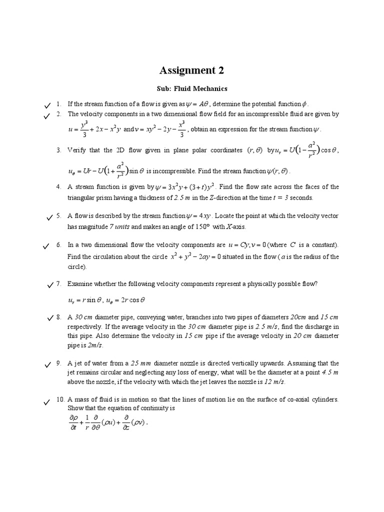 Fluid Mechanics Assignment 2 | PDF | Nozzle | Fluid Dynamics