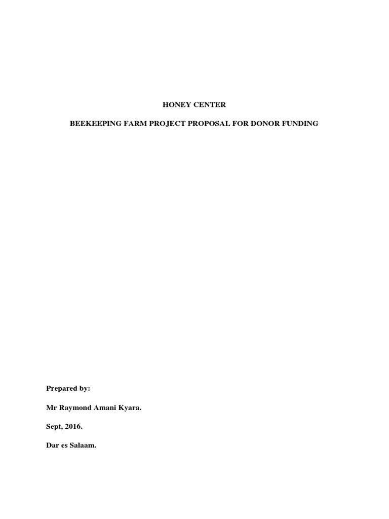 Honey Center Beekeeping Farm Project Proposal For Donor Funding ...